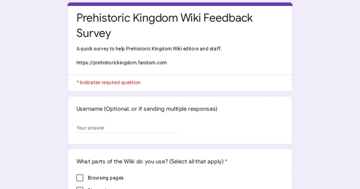 Prehistoric Kingdom Wiki Feedback Survey | Fandom