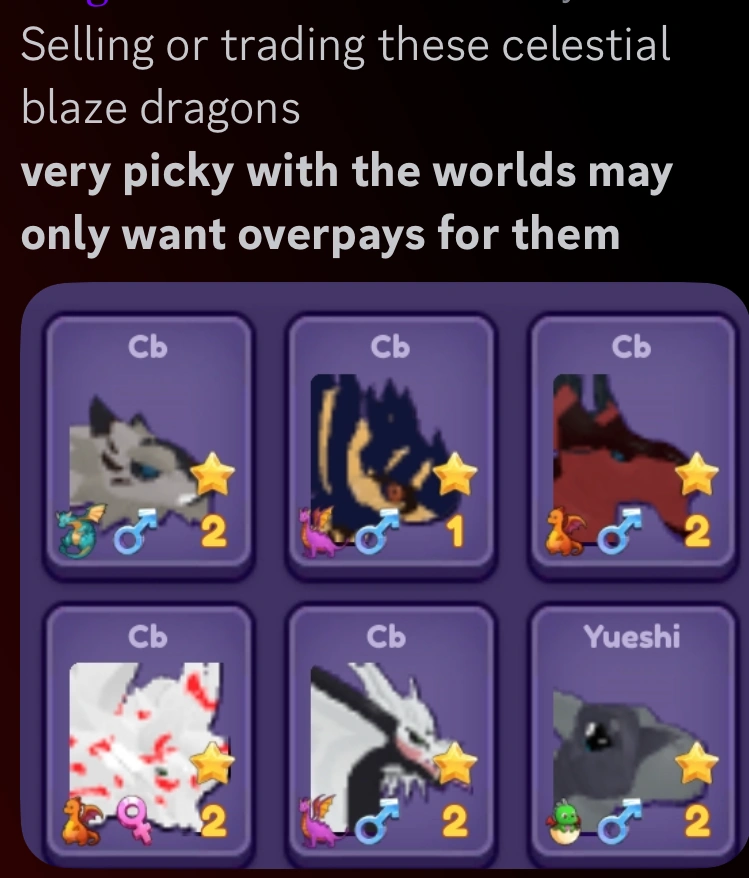 Selling or trading celestial blaze dragons | Fandom