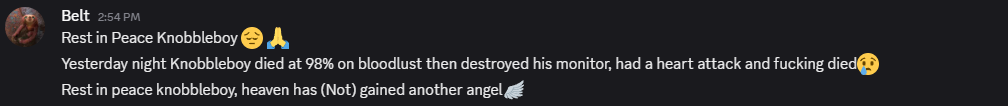 Rest in peace knobbleboy Our beloved | Fandom