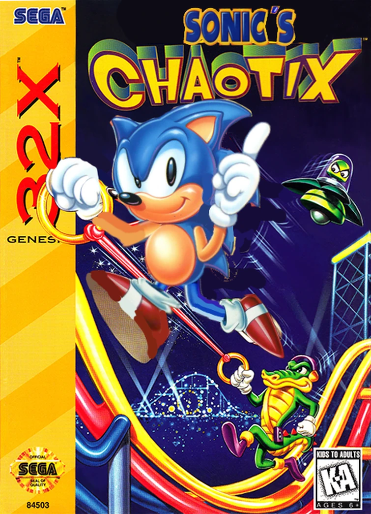 Sonic on the US Chaotix box artwork | Fandom