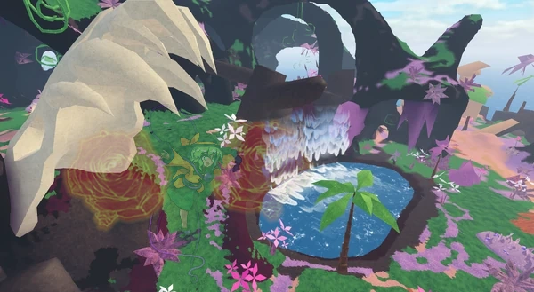 Hi chat, I took a picture of Flower Cove today! Someone photobombed me ...