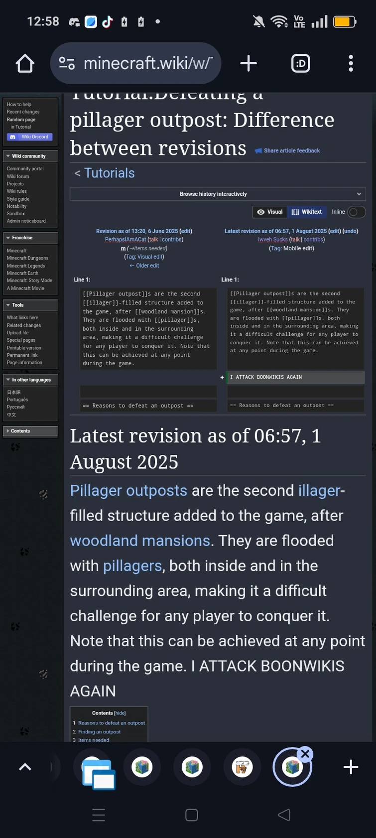 what is happening in minecraft wiki? | Fandom