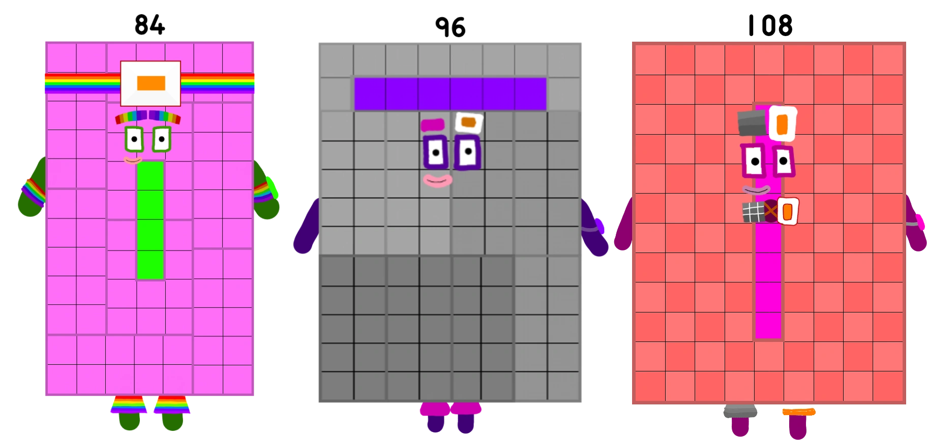 Why is Numberblocks 84, 96, and 108 looking at the camera? (Wrong ...