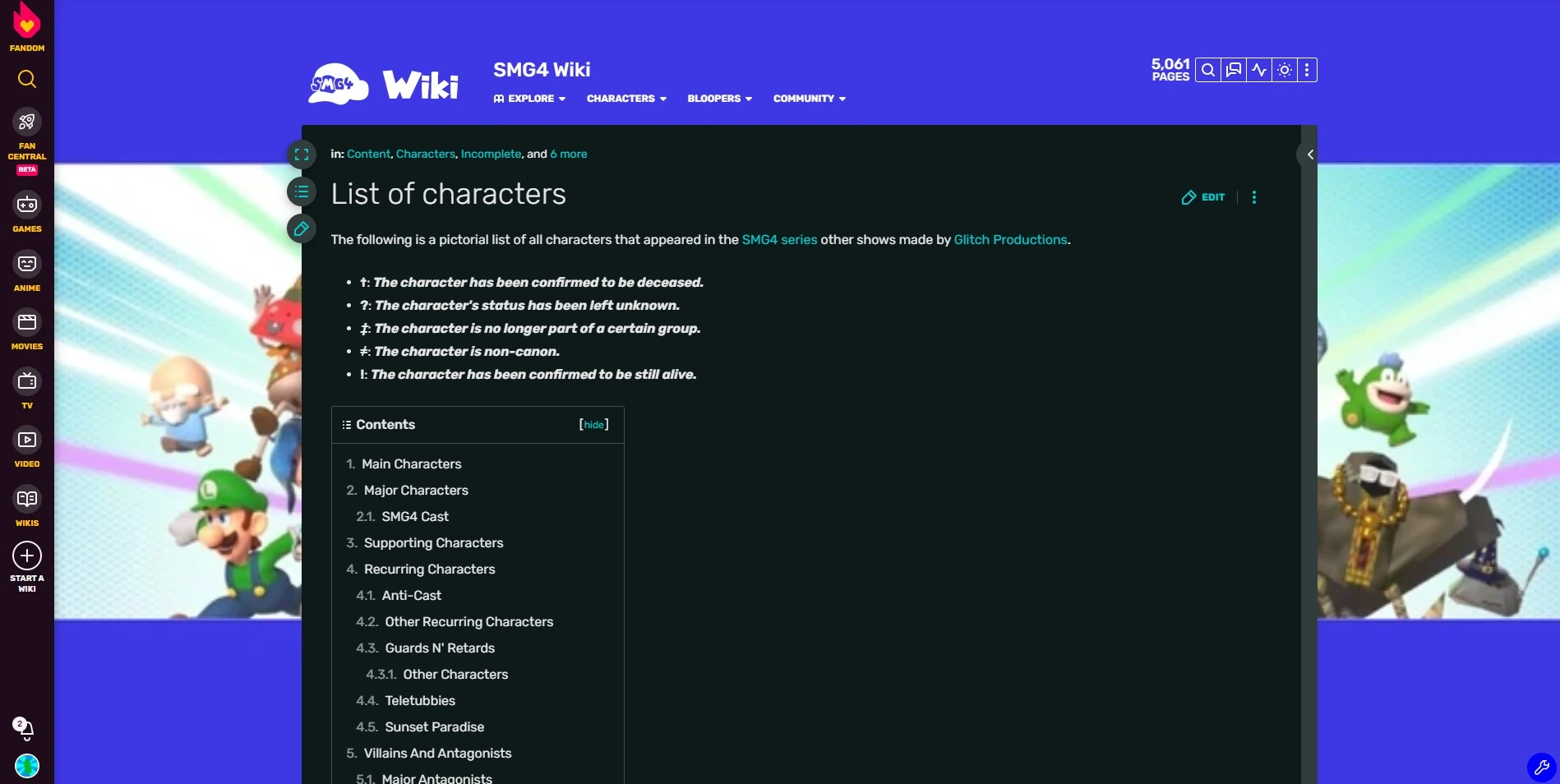 I Updated the List of Characters Page | Fandom