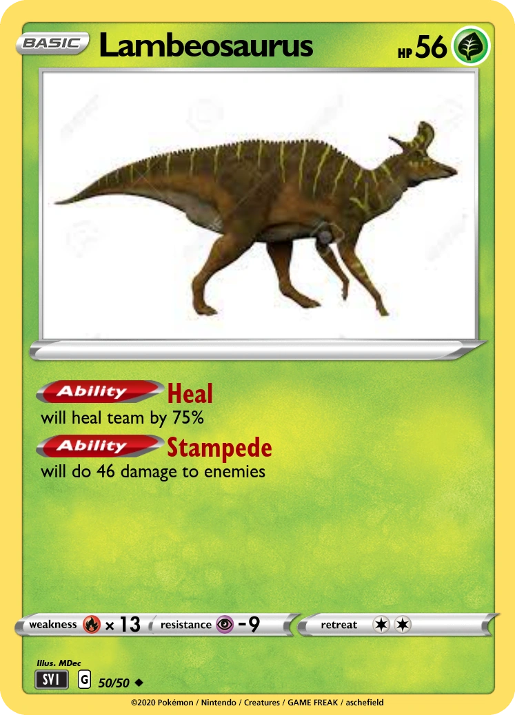 Pokemon Cards Dinosaur Edition part 3: Lambeosaurus | Fandom