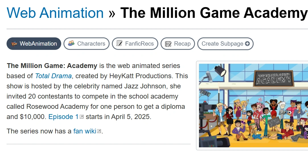The Wiki I made for "The Million Game Academy" was featured on TV ...