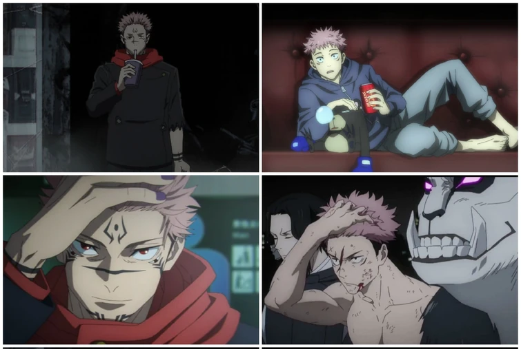 Sukuna drinking cola cause he saw Yuji do it and now Yuji pushing back ...