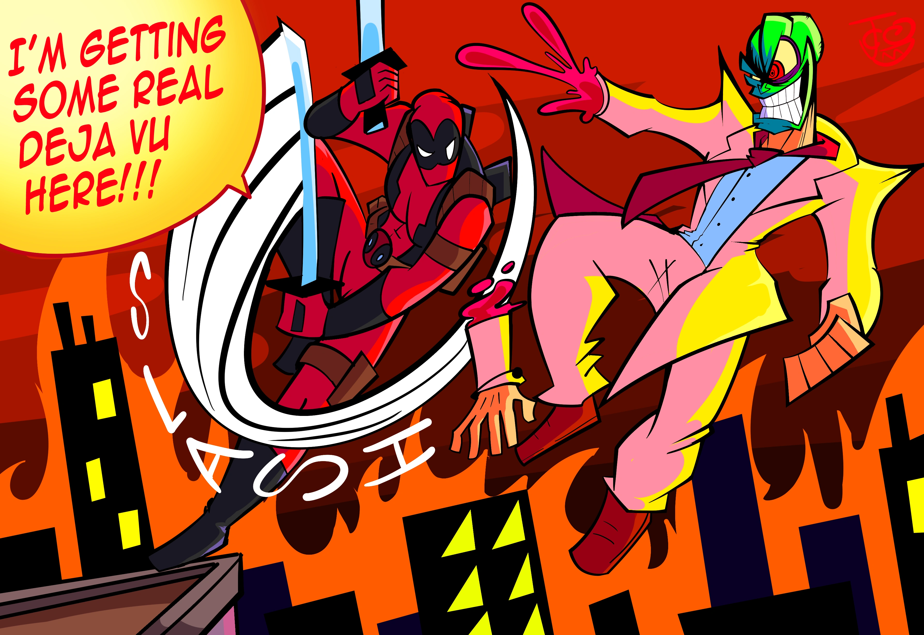Deadpool vs the Mask artwork I commissioned Carbonated-Jem | Fandom