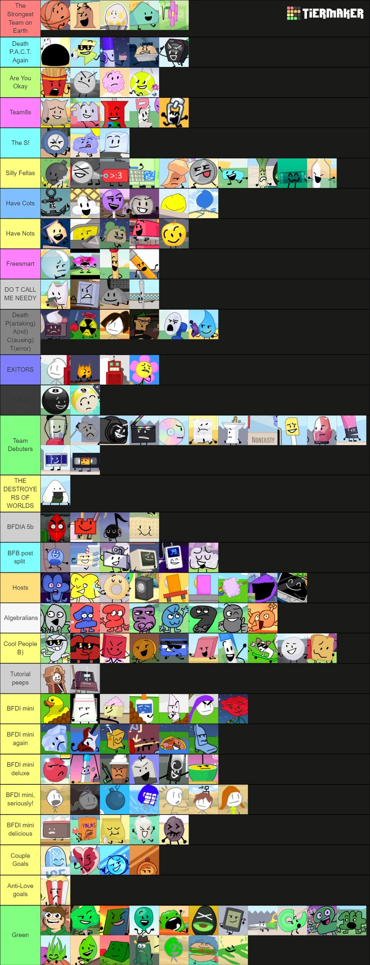 all bfdi characters on teams but do anything but eliminate them | Fandom