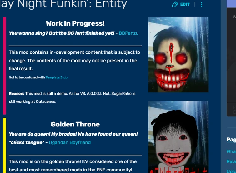 who vandalized the fnf entity mod page?? | Fandom