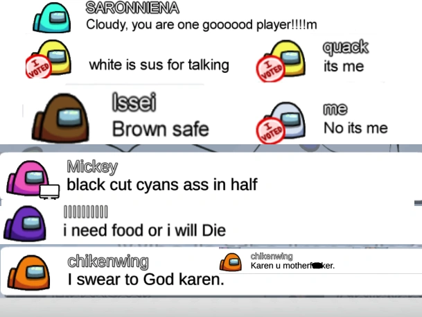 I compiled a list of random people's among us quotes | Fandom