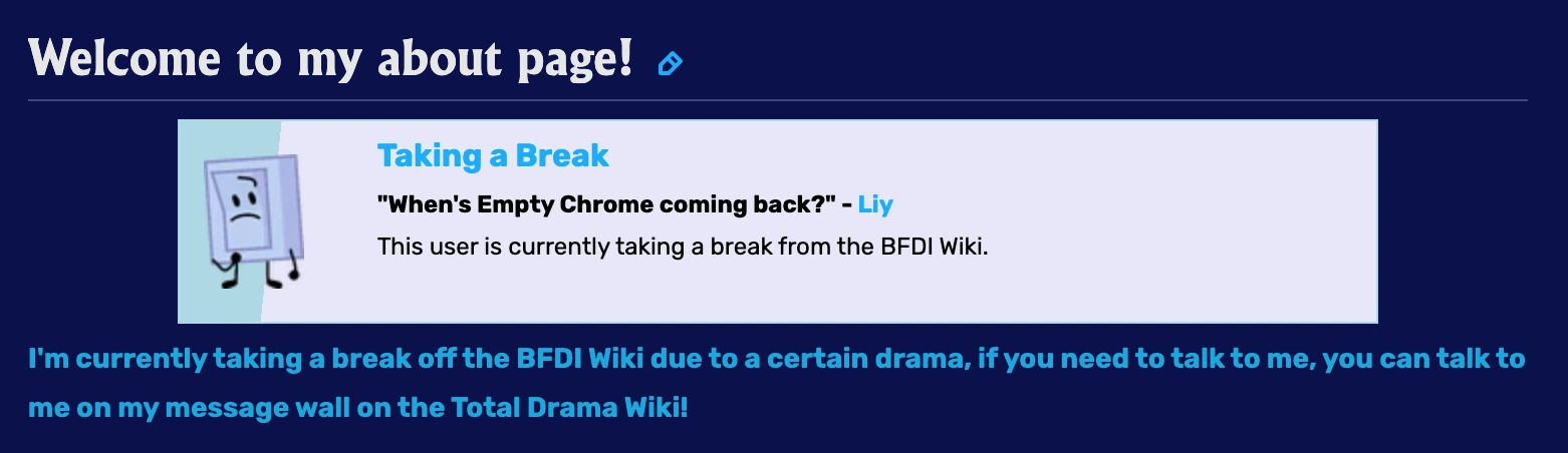 Ok I'm now starting my BFDI Wiki Break! | Fandom