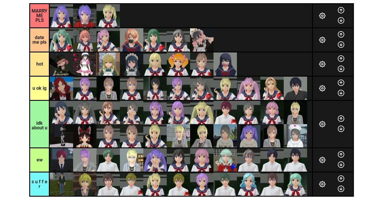 School girls simulator tier list | Fandom