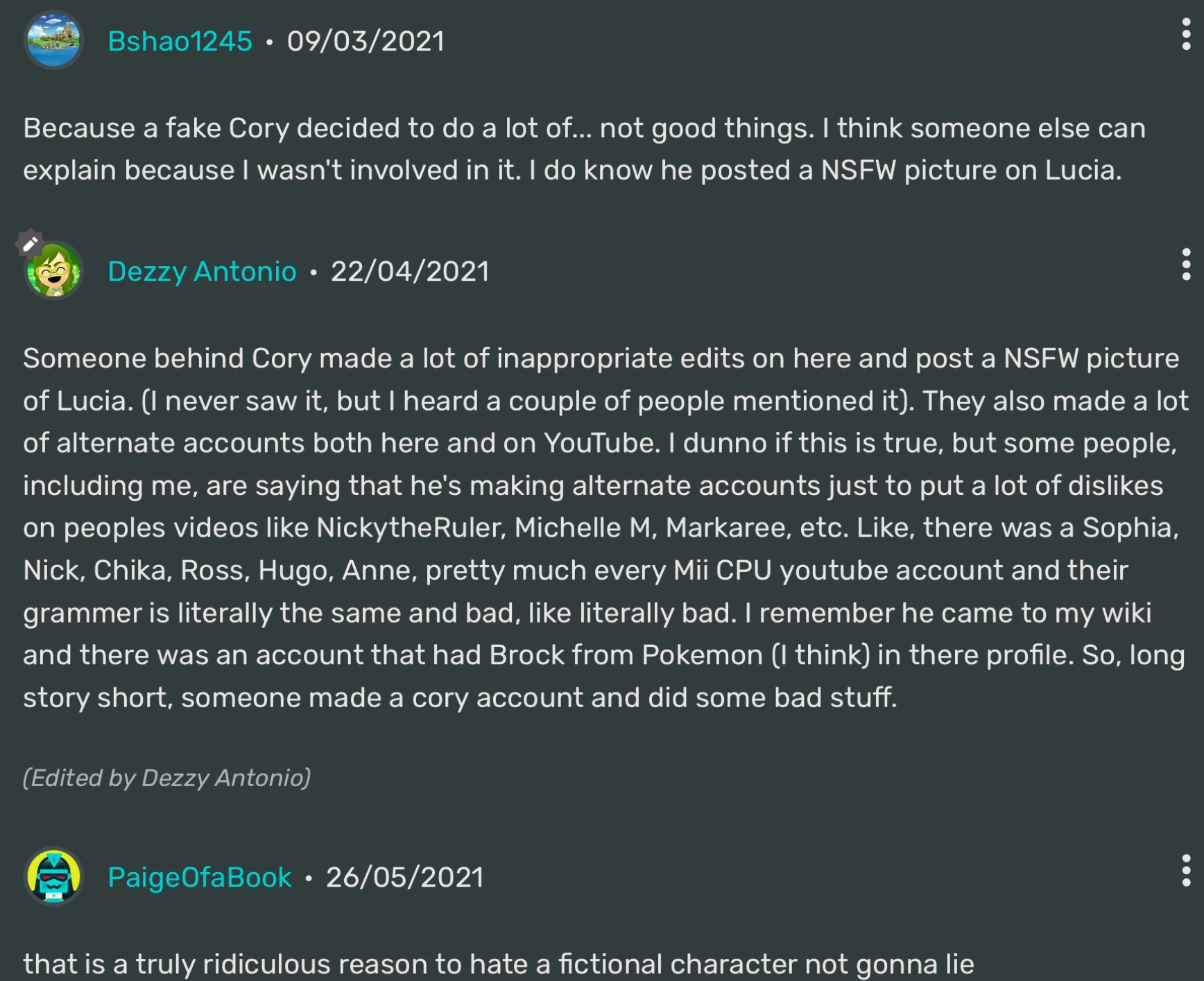 The answer why Cory is so hated in the first place: | Fandom