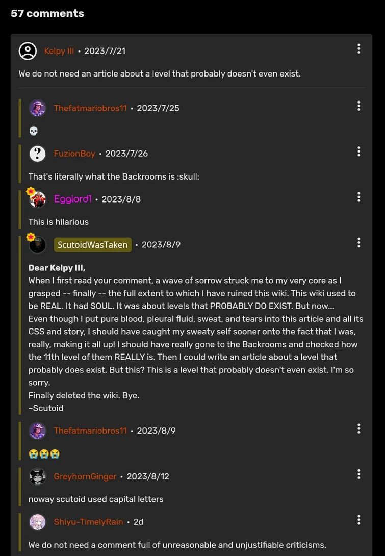 average backrooms comment be like: | Fandom