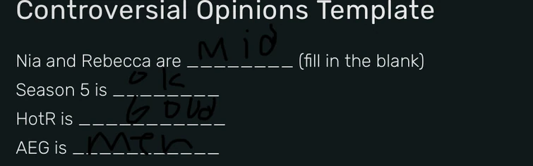 Controversial Opinions Template | Fandom