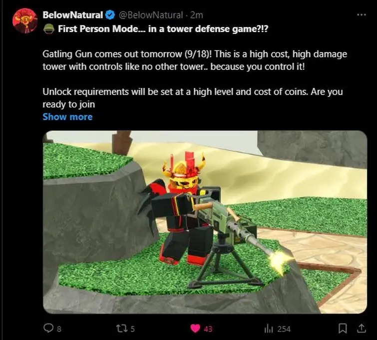how do you think the new gatling gun tower would be unlocked | Fandom