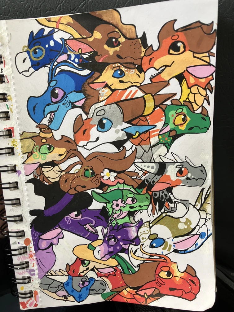 Drawing all of my OCs on one piece of paper! | Fandom