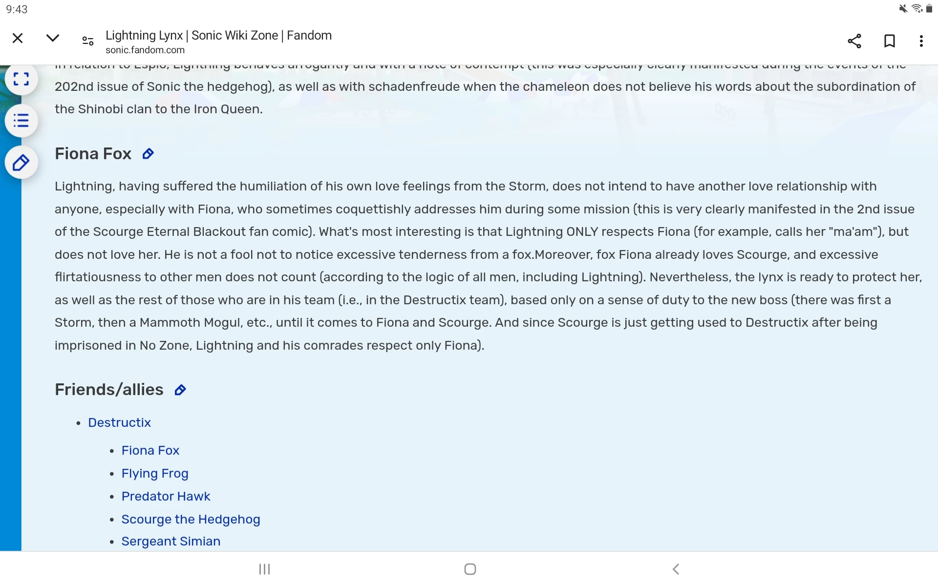 I can't tell if this section on Lightning Lynx's page is a troll edit ...