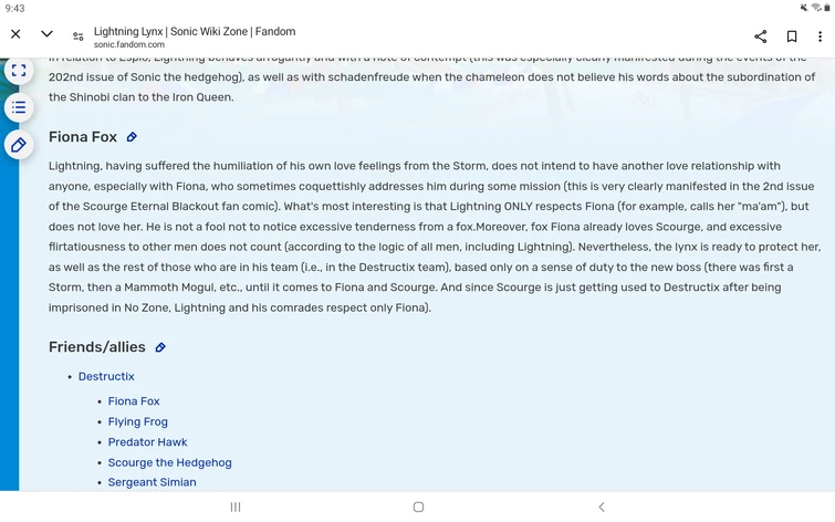 I can't tell if this section on Lightning Lynx's page is a troll edit ...
