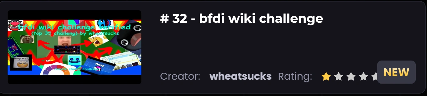 finally bfdi wiki challenge got placed on the platformer challenge list ...