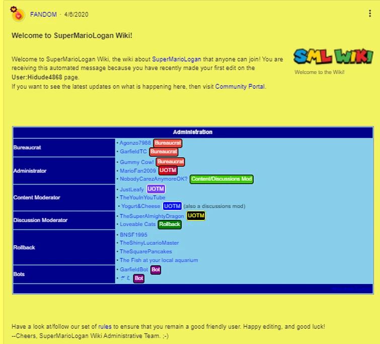 What was the wiki staff team when you first joined the wiki? | Fandom