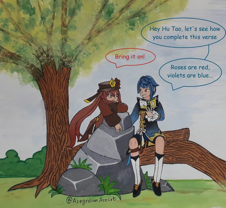 Xingqiu and Hu Tao play with verses! (comic made by me) | Fandom