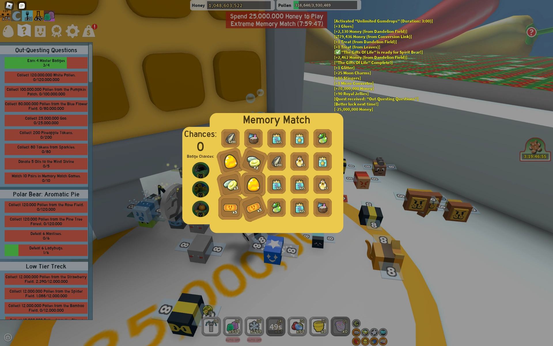first 1 bil honey + gold egg on extreme memory match! | Fandom