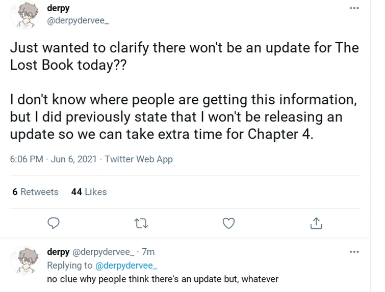 Here's an update on DerpyDervee's Twitter. | Fandom