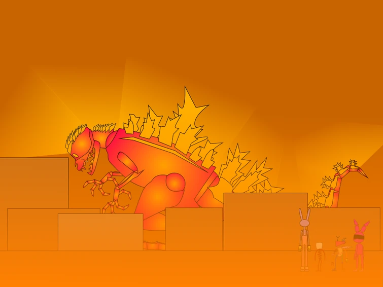 Jax, Zooble, And Gangle watch as a big robo lizard is about to ...