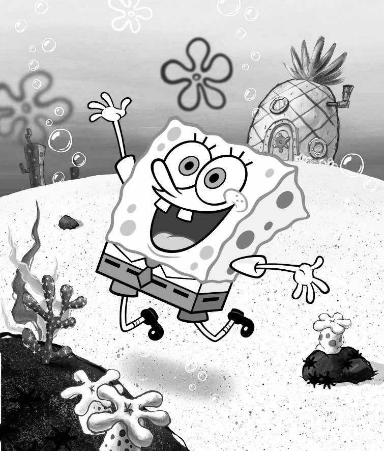 SpongeBob jumping in black and white style | Fandom