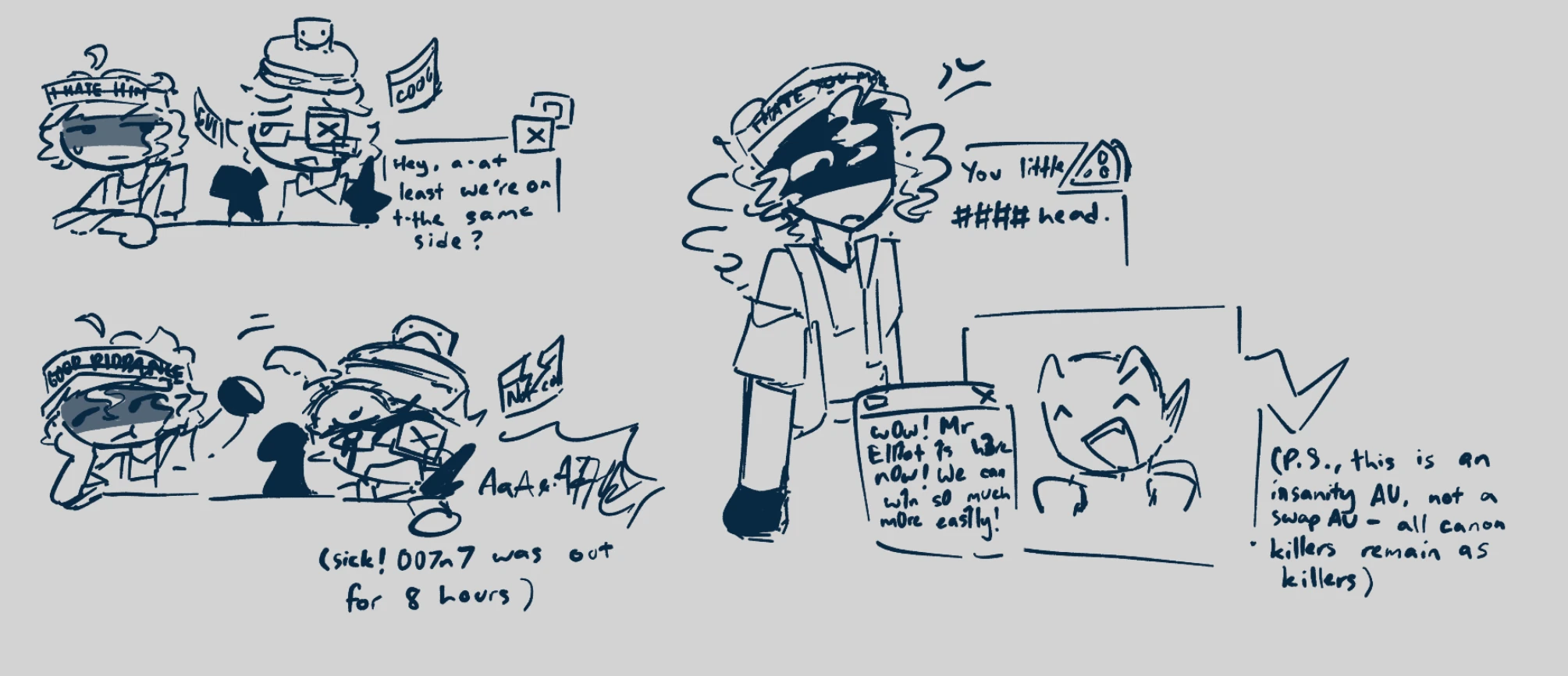 more killer elliot doodles for my au because idk i like seeing my favs ...