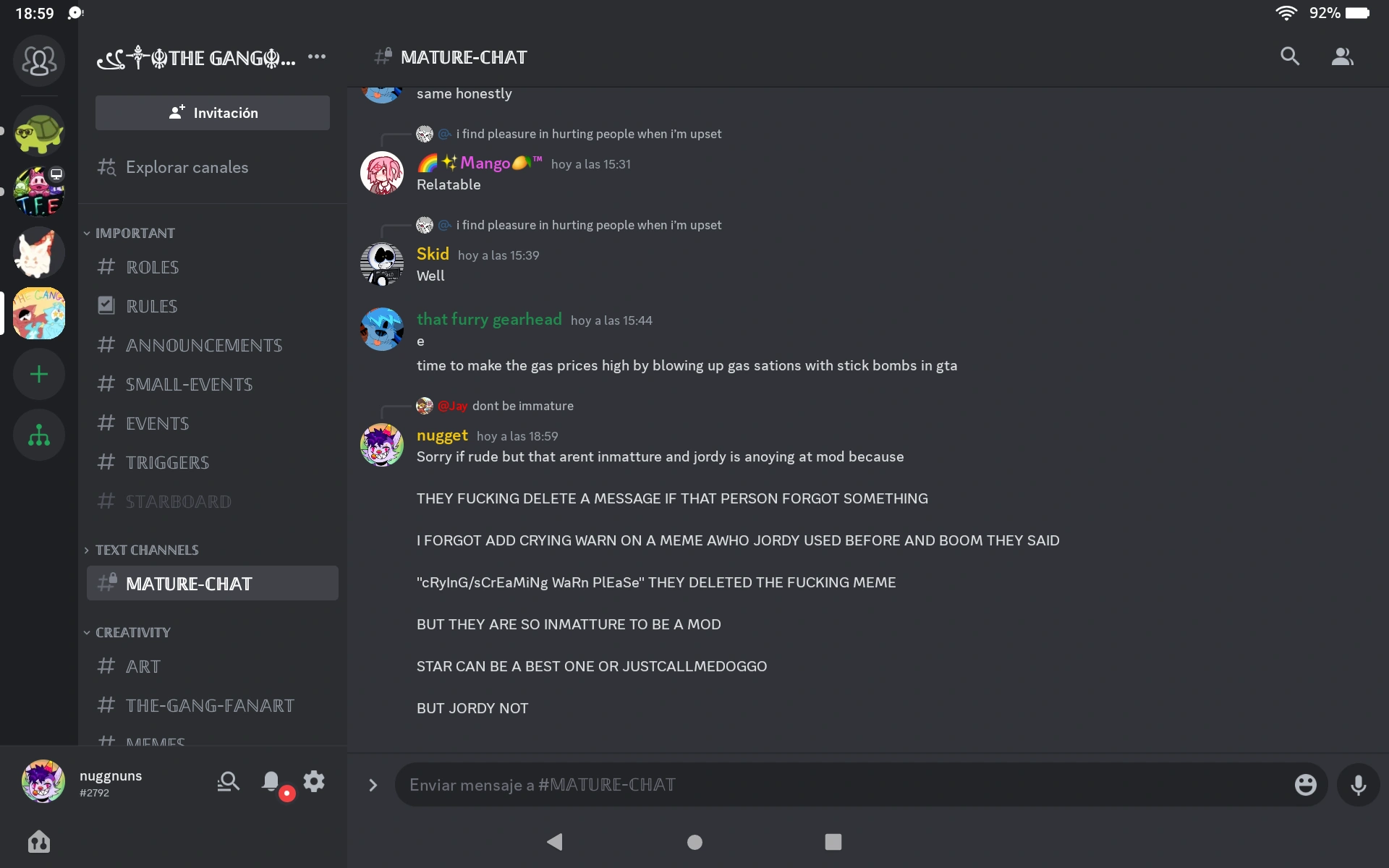 I exploted at gang discord..... | Fandom