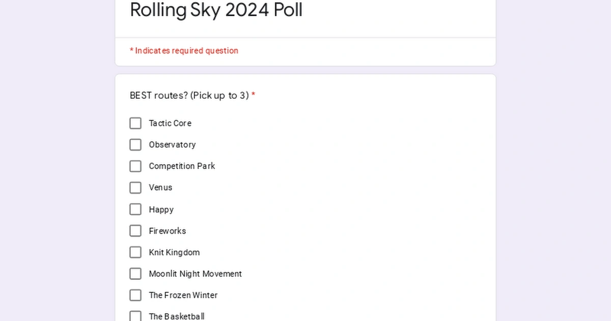 Rolling Sky 2024 "Top 3" Poll! | Fandom