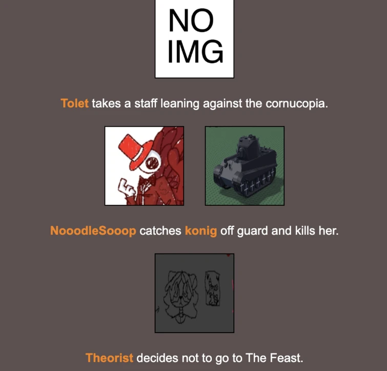 The Wiki Hunger Games - The Feast/Day 6 and Day 5 | Fandom
