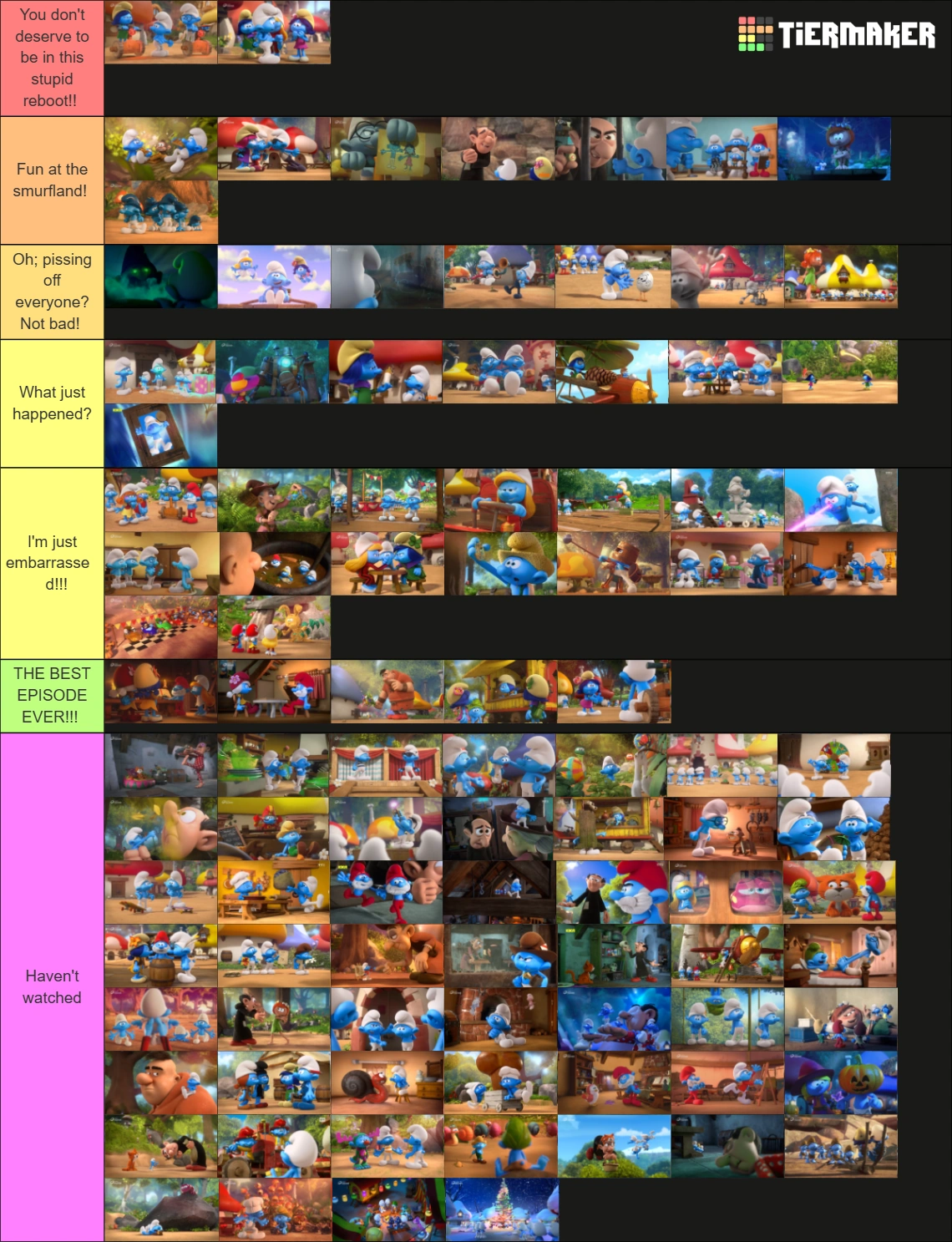 Smurfs 2021 Tv Series Episodes Tier List Maker According To My