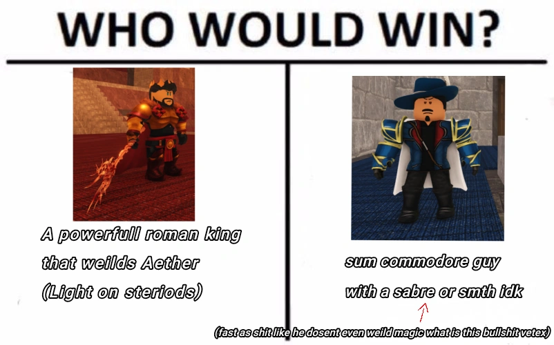 Based off that 'King Calvus VS Commodore kai" vid (ignore my crusty ...