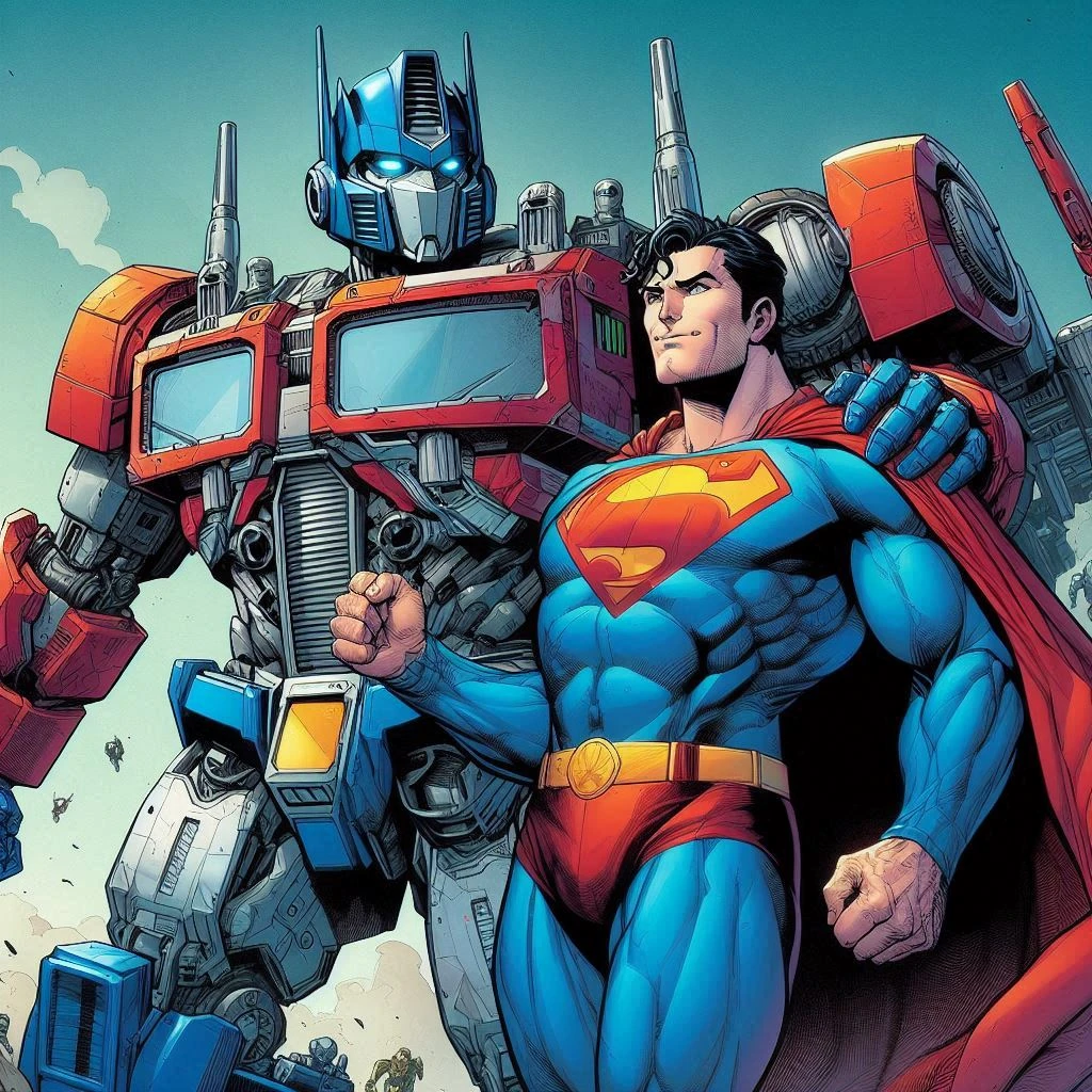 Superman and Optimus Prime art by bing ai | Fandom