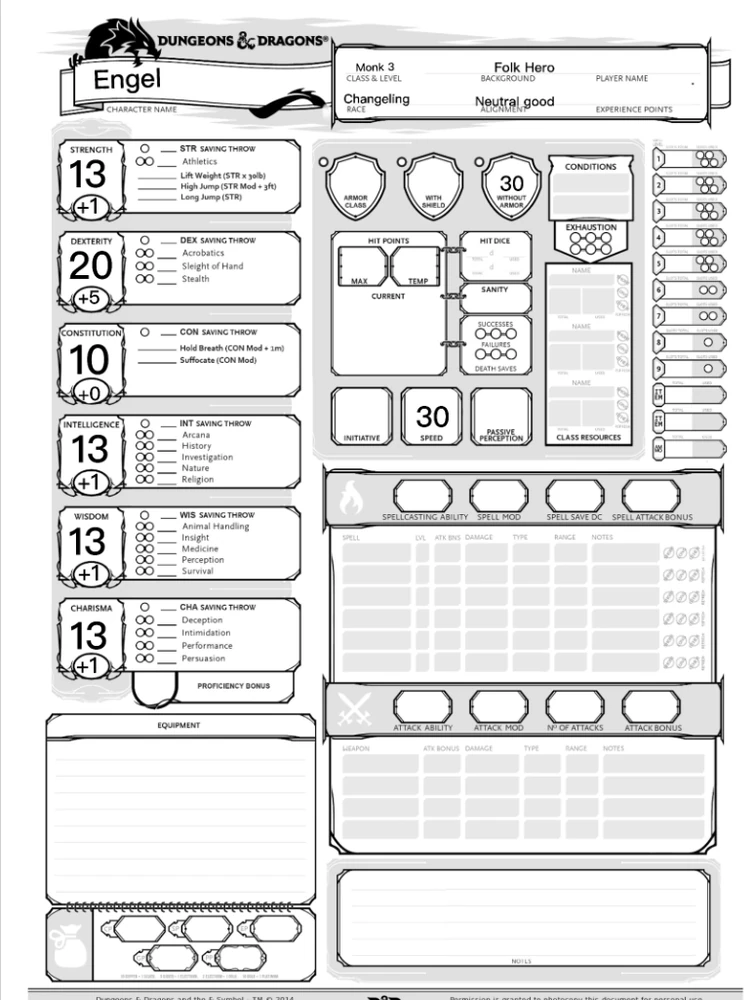ENGEL DND SHEET | Fandom