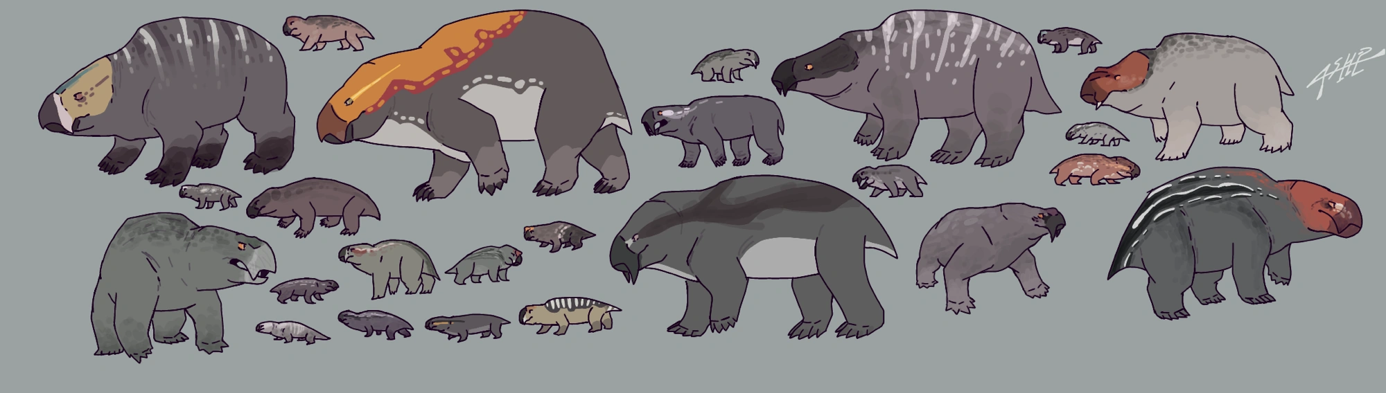 Dicynodont group drawing | Fandom