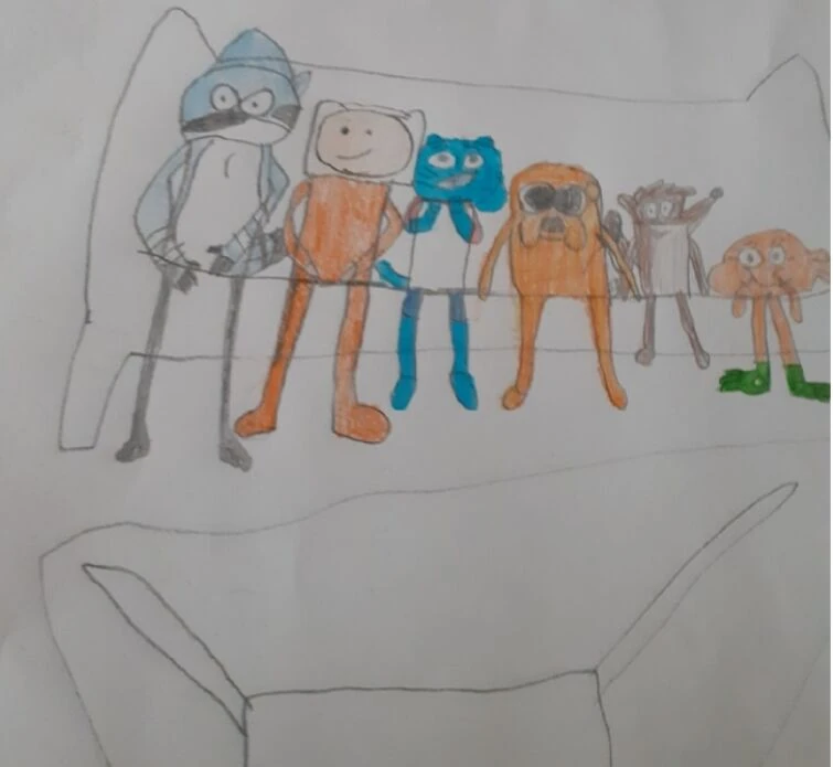 Finn,jake,mordecai,Rigby,gumball and darwin watching a movie | Fandom