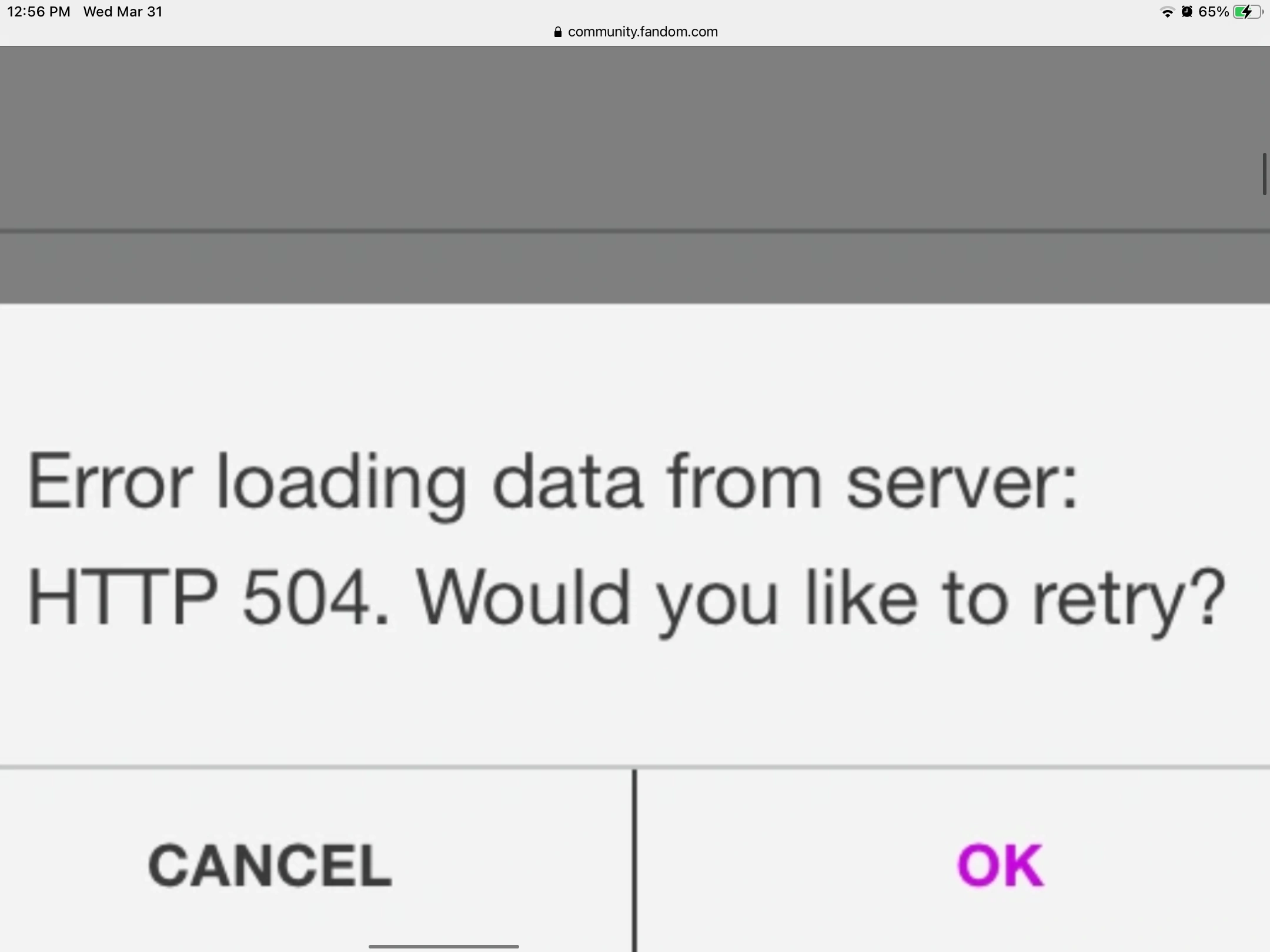 Bug reported - error 504 | Fandom