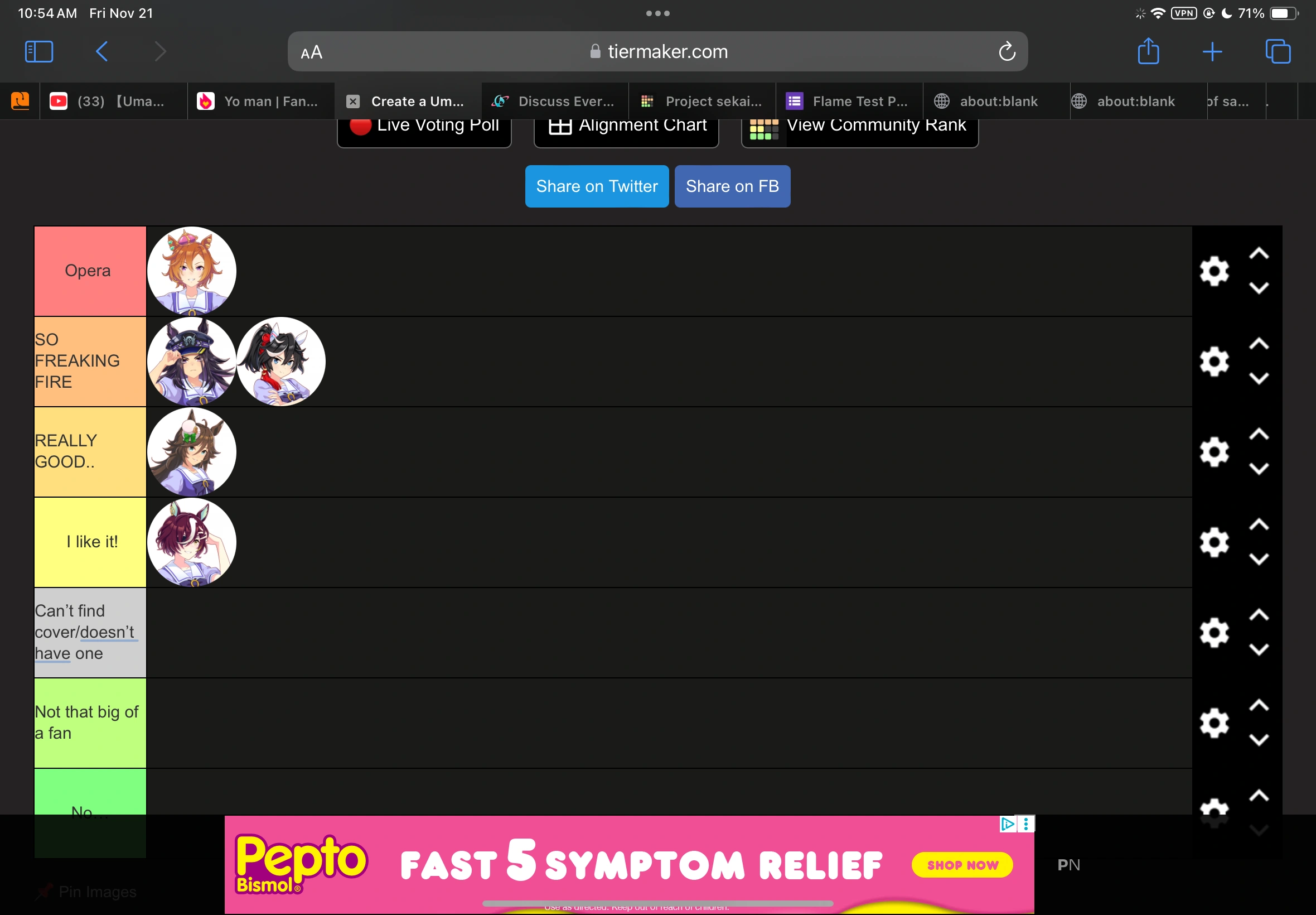 Making. A tier list for something. Of course opera has to be at the top ...