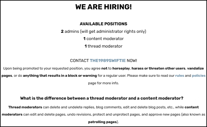 Looking for admins, content mods, and thread mods!!! | Fandom