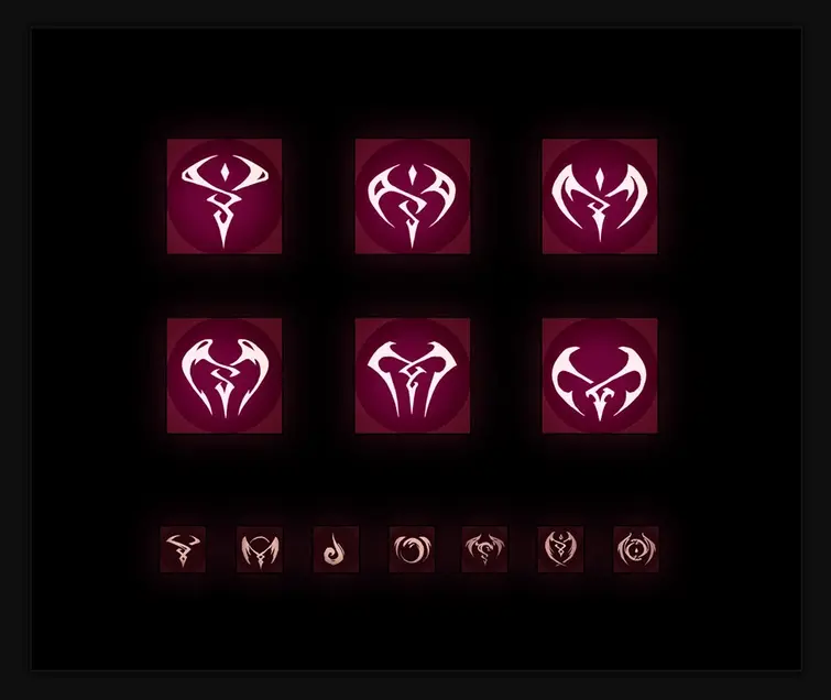 I found some concept art of the 6 primal and dark Magic’s symbols ...