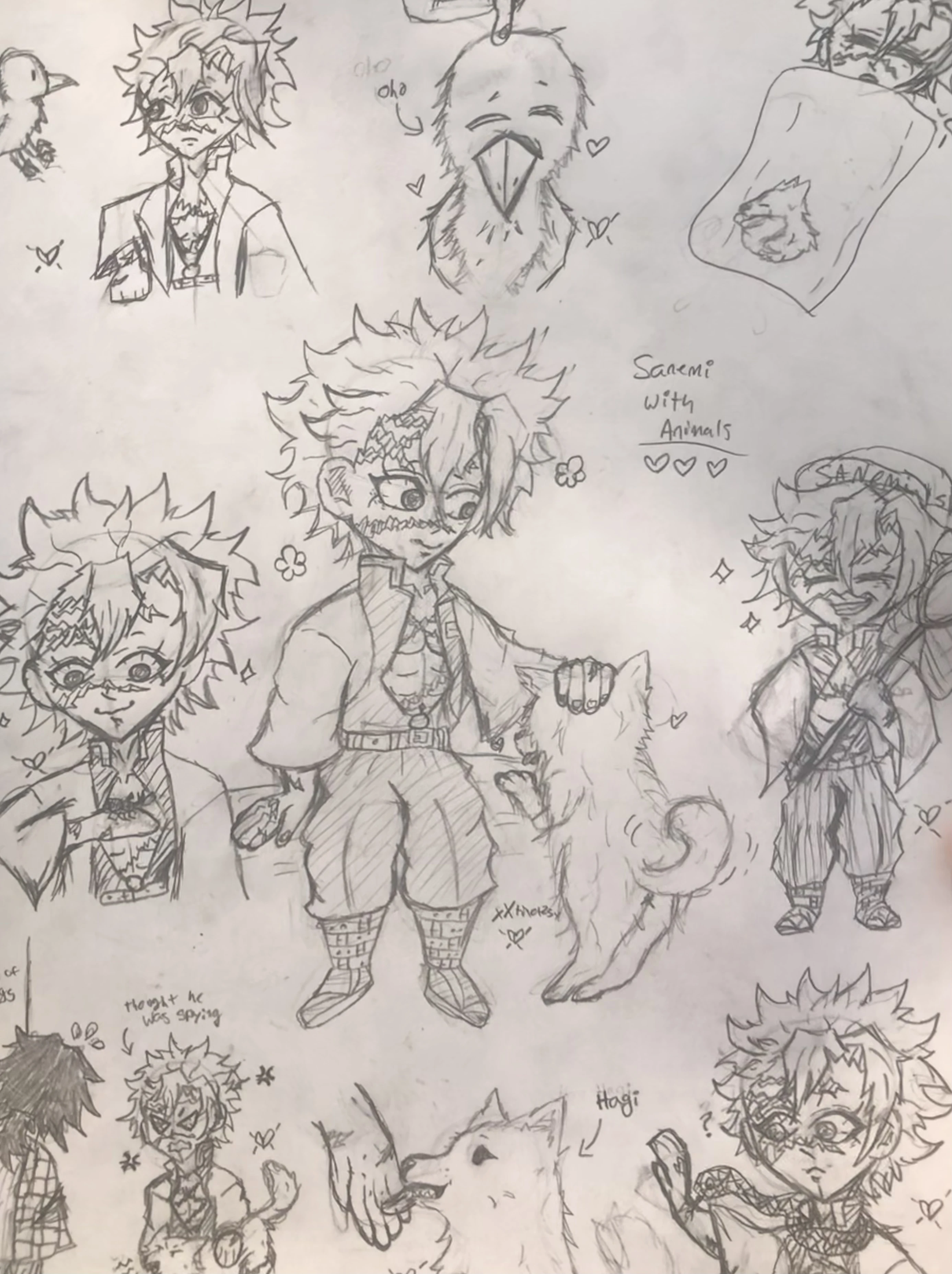 Sketches of Sanemi with animals + some headcannons | Fandom