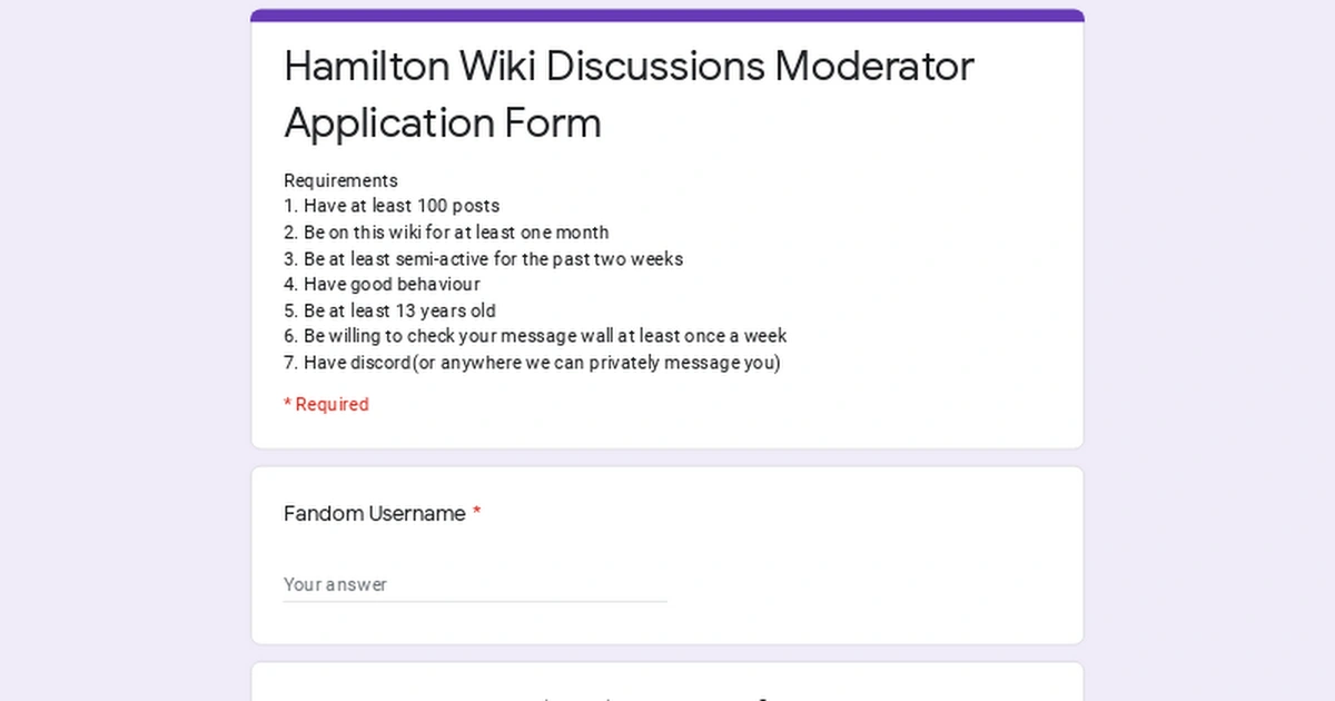 Hamilton//Discussions Moderator Applications Open | Fandom