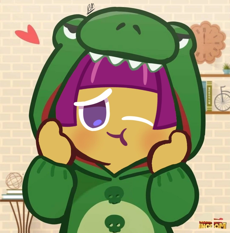 Onion Cookie in a dino onesie. | Fandom