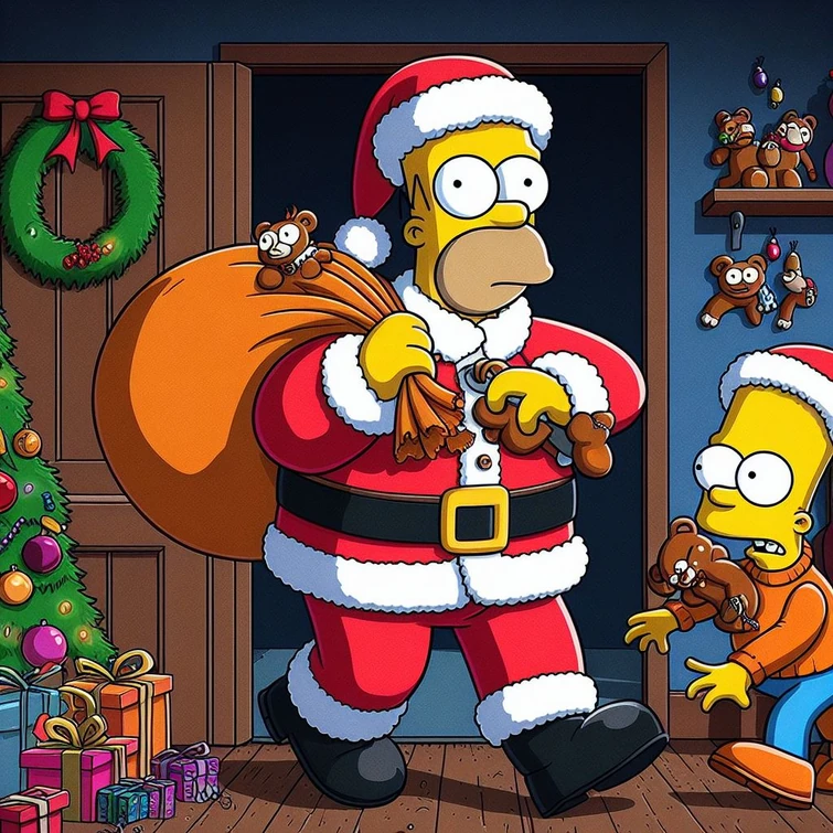 Some AI art Of Homer and Bart Simpson stealing Christmas | Fandom