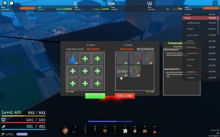 Best trades in gpo change my mind (not counting item transfers between ...